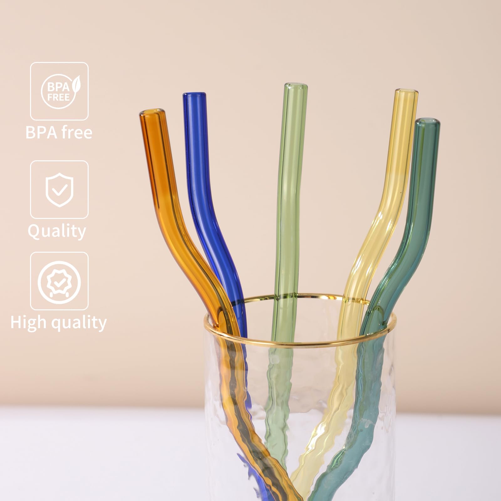 Turtle Glass Straw 8 Reusable Glass Straws With Fruit Designs - 8inch ...