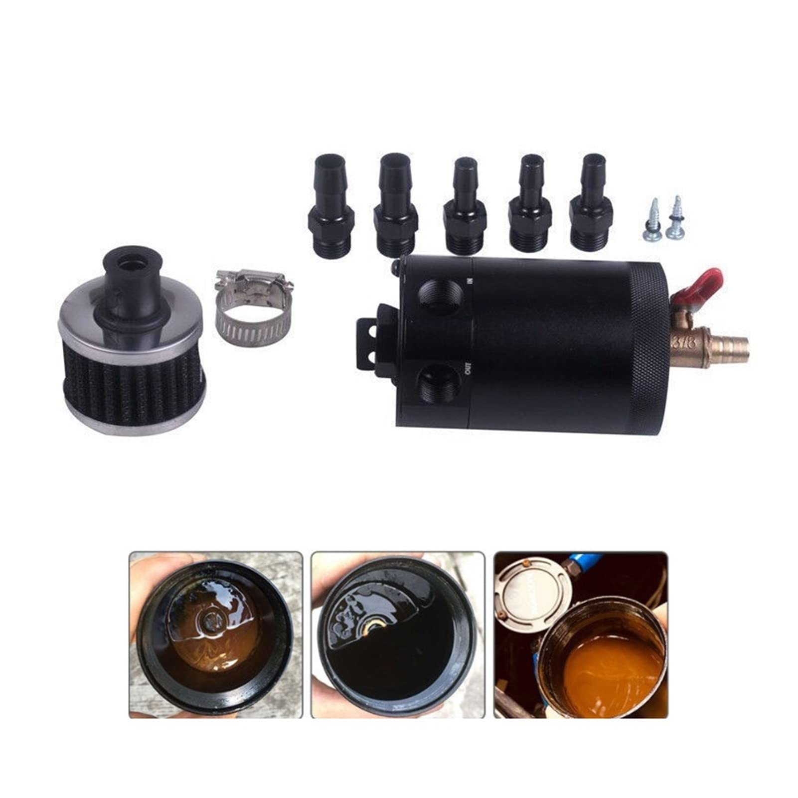 Buy Billet Aluminum Baffled 3/8" NPT Inlet Outlet 2-Ports /3-Ports Oil ...