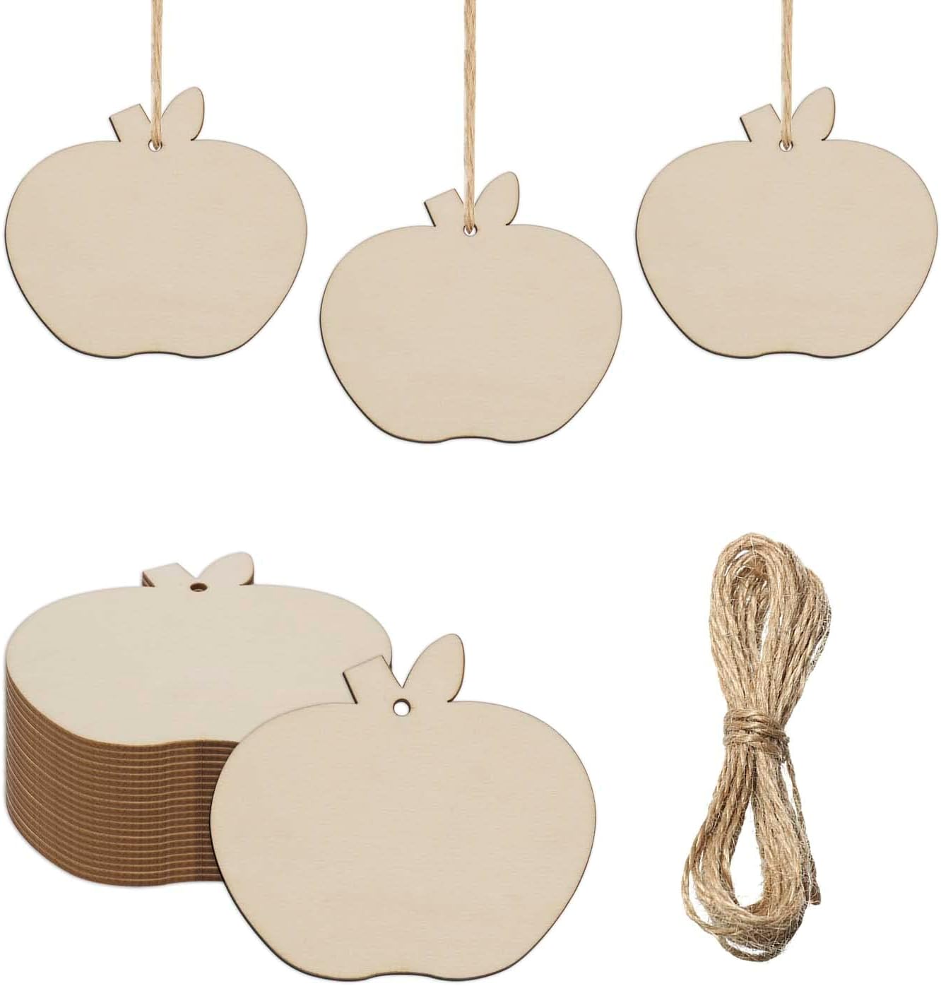 Amazon.com: 60 Pieces Wood DIY Craft Cutout Wooden Apple Shaped Hanging ...