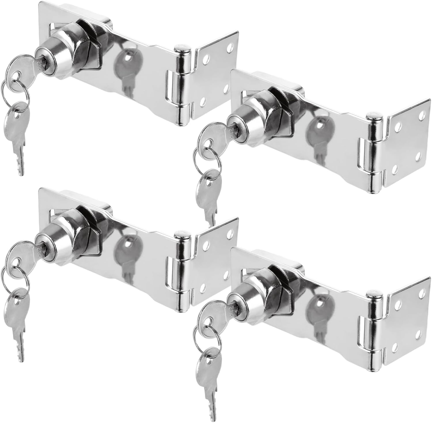 CYEAH 4 Set Keyed Hasp Locks, 4 inch Hasp Locks with Keys, Twist Knob ...