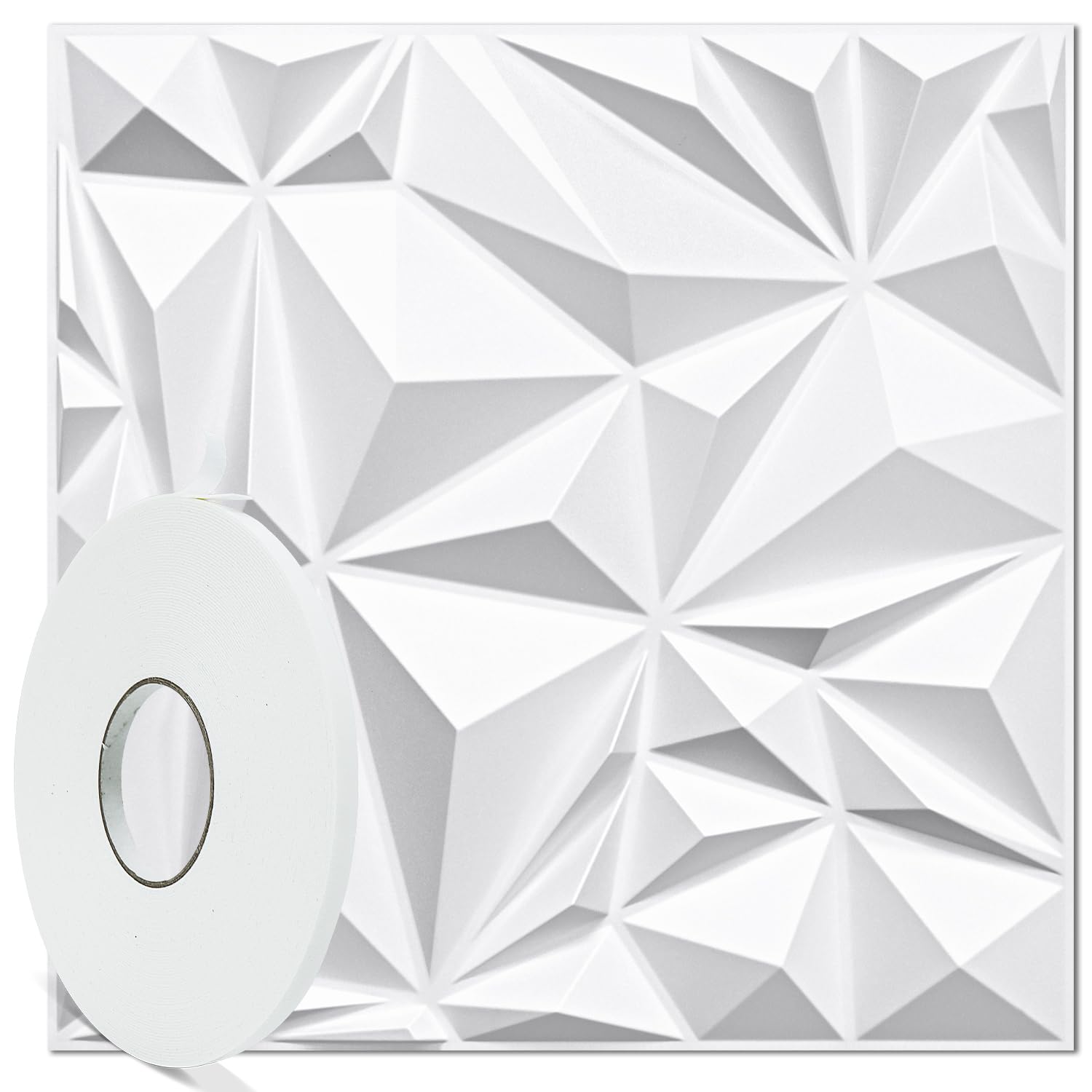 STICKGOO 3D Wall Panels Diamond for Interior Wall Decor, White 3D Wall ...