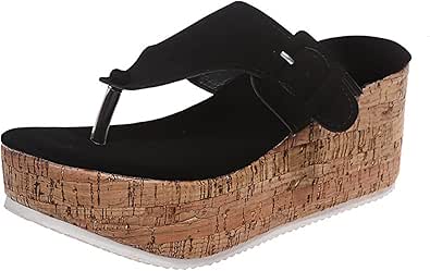 Amazon.com | Womens Platform Beach Slippers Wedge Heel Shoes Slip on ...