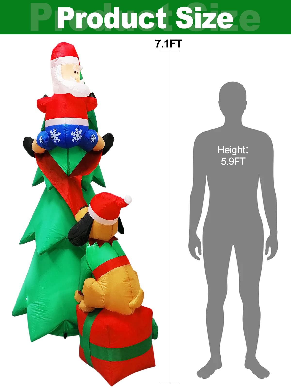 S 7FT Hioasis 7ft Christmas Inflatable – Santa Claus With Christmas ...