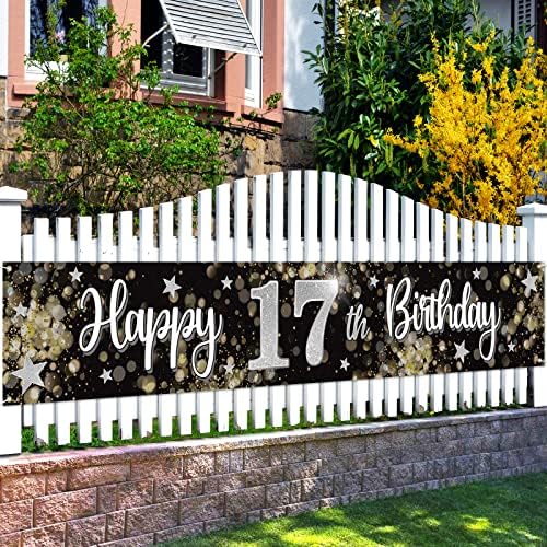 Amazon.com: Happy 17th Birthday Backdrop Banner Step and Repeat 17 ...