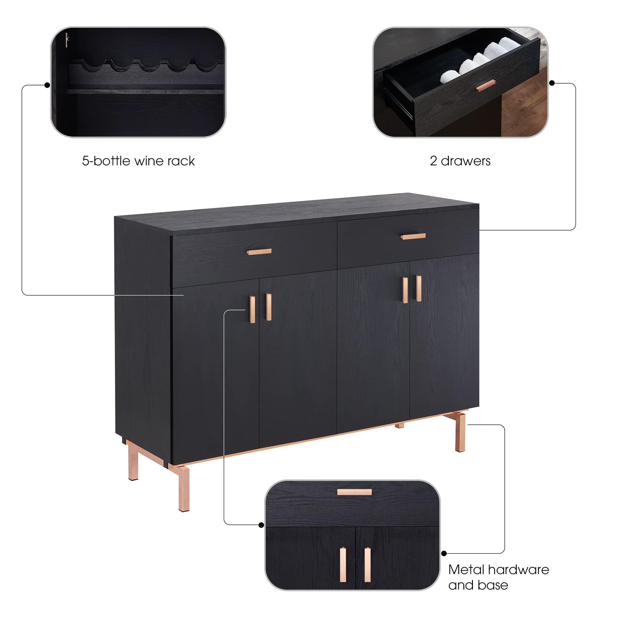 Tall Dining Room Server Modern Black White Buffet Server Cabinet