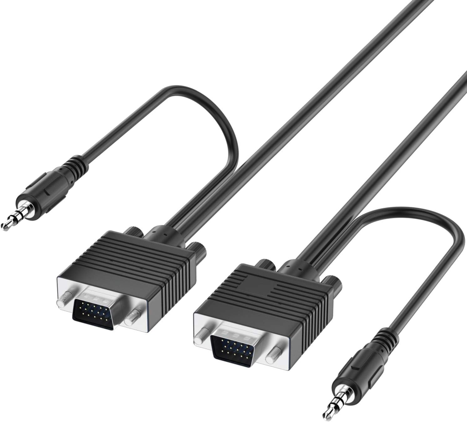 Amazon.com: Cmple - VGA Cable Male to Male with 3.5mm Aux Audio Monitor ...