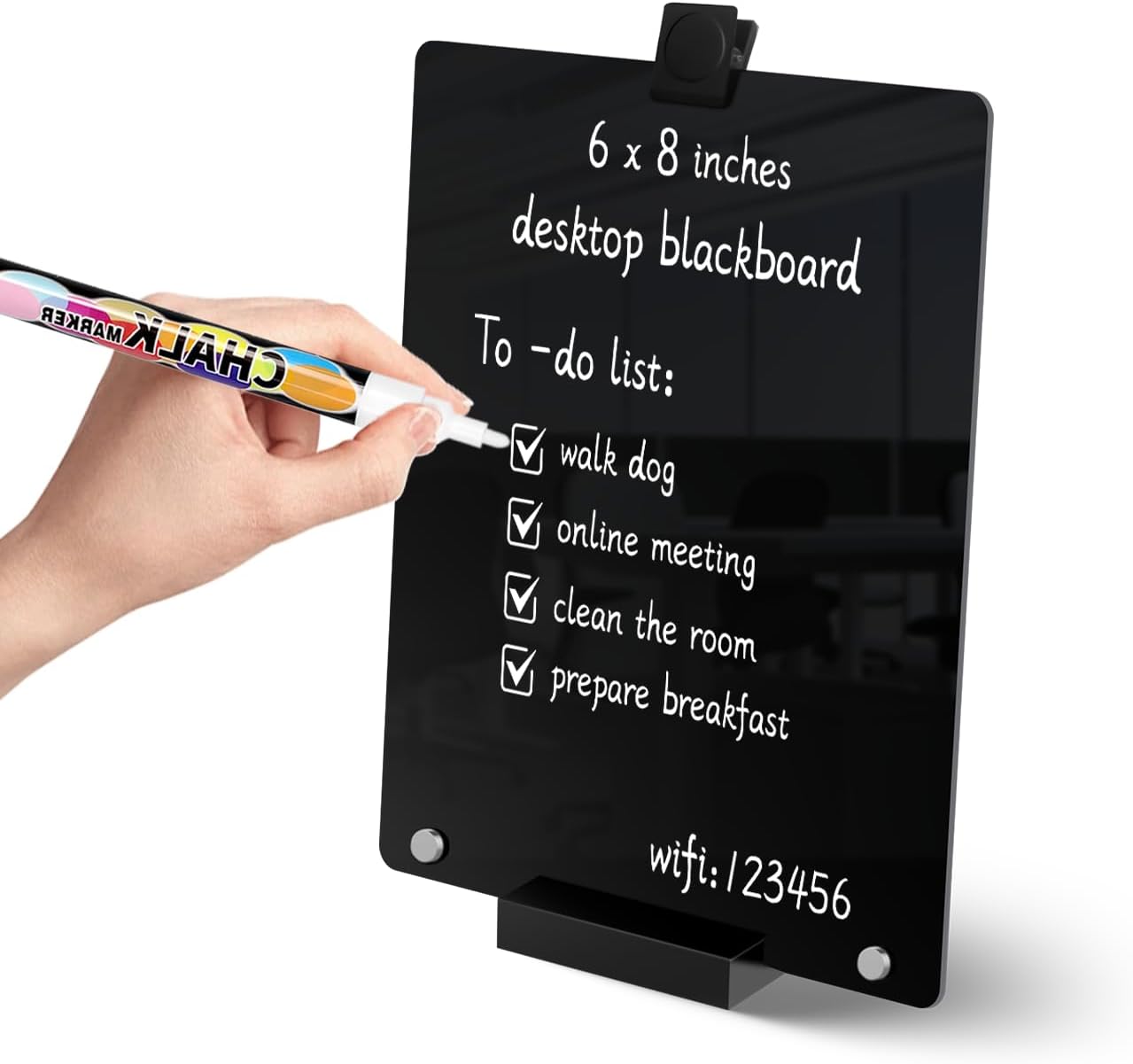 Amazon.com : Kivsty Acrylic Black Dry Erase Board with Stand - 8” x 6 ...
