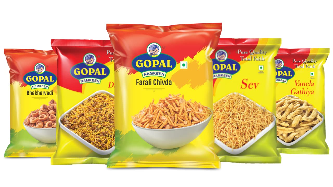 Gopal Namkeen Combo| Bhakharvadi 500gm |Dal Moth 500g | Farali Chivda ...