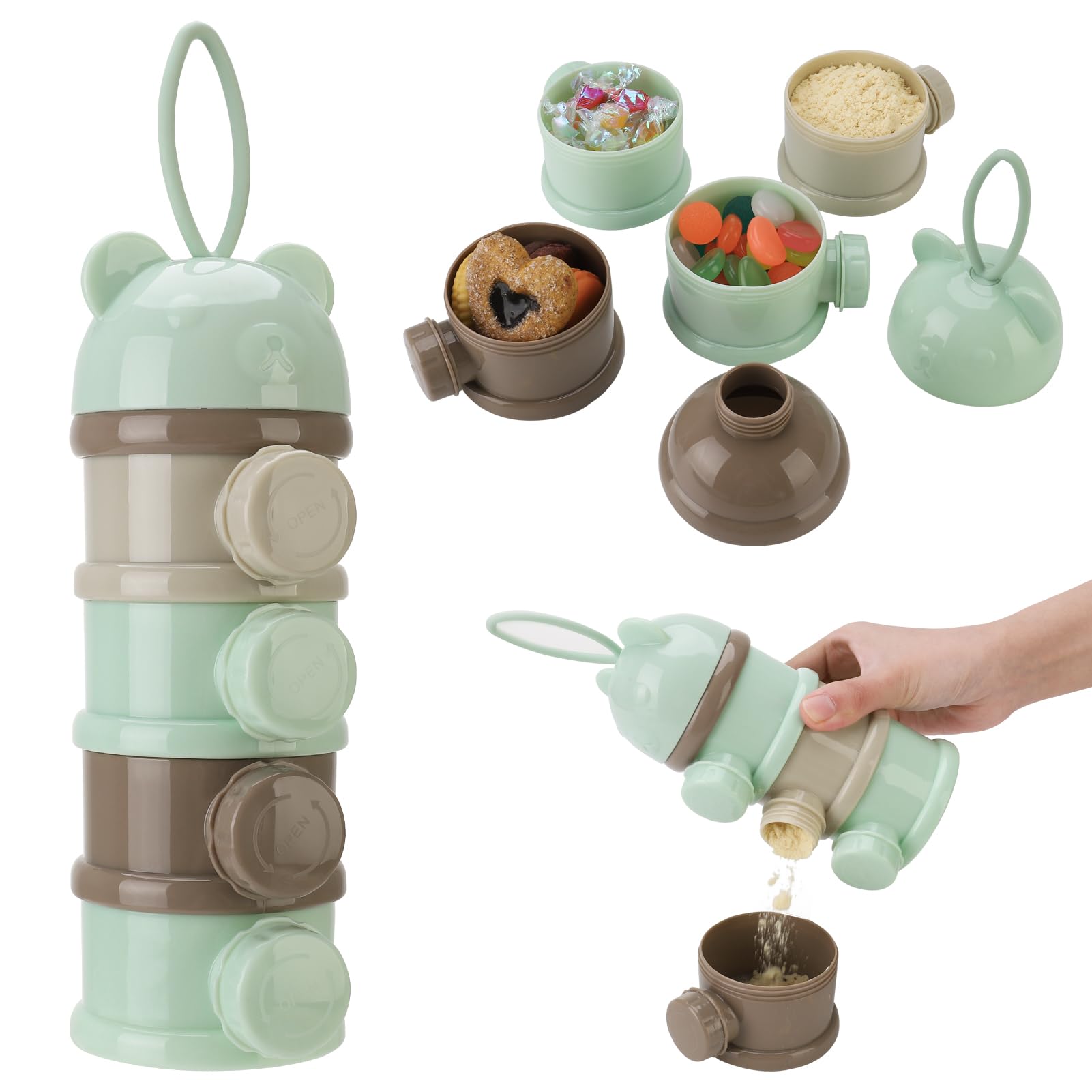 Heyu-Lotus Baby Milk Powder Dispenser, Portable 4 Layers Formula Milk ...