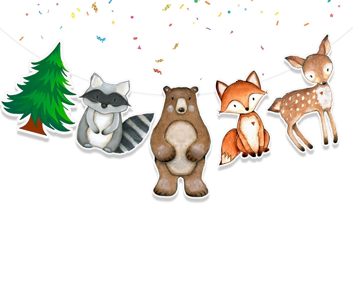 Amazon.com: Woodland Animals Banner Cute Forest Animals Party Supplies ...