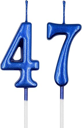 Amazon.com: 47th & 74th Birthday Candles, Blue Number 47 74 Candle for ...