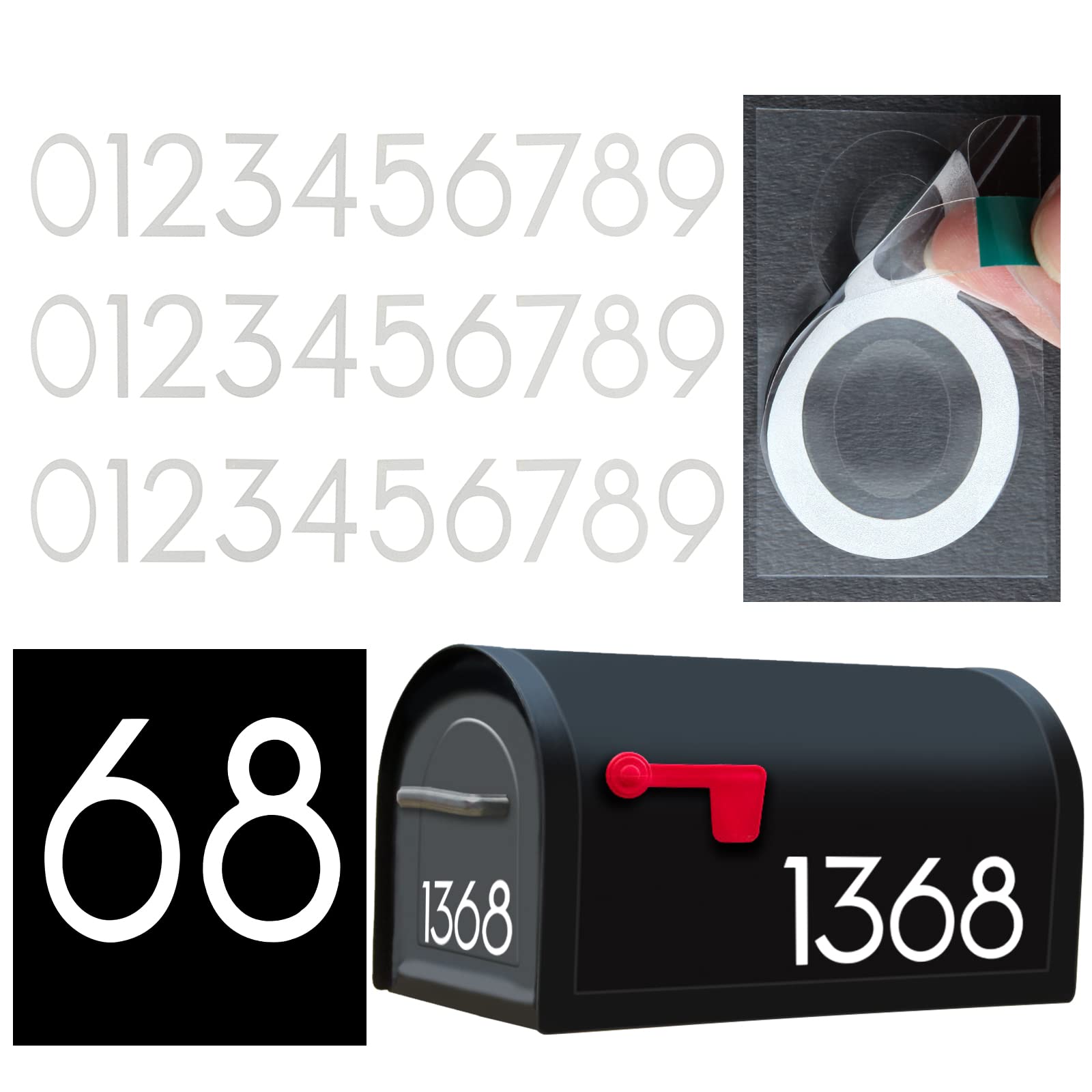 Snapklik.com : 5 Inch Mailbox Numbers Number Stickers For Outside 3 Sets
