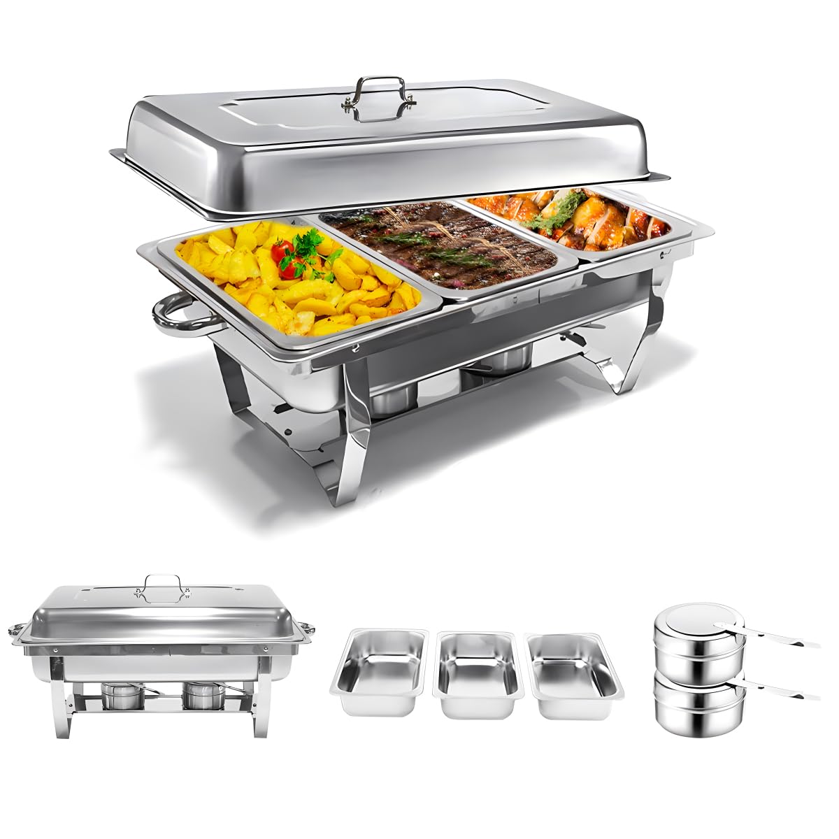 Chafer Bufetera Servidor Buffet Rectangular de Acero Inoxidable 11.6qt ...
