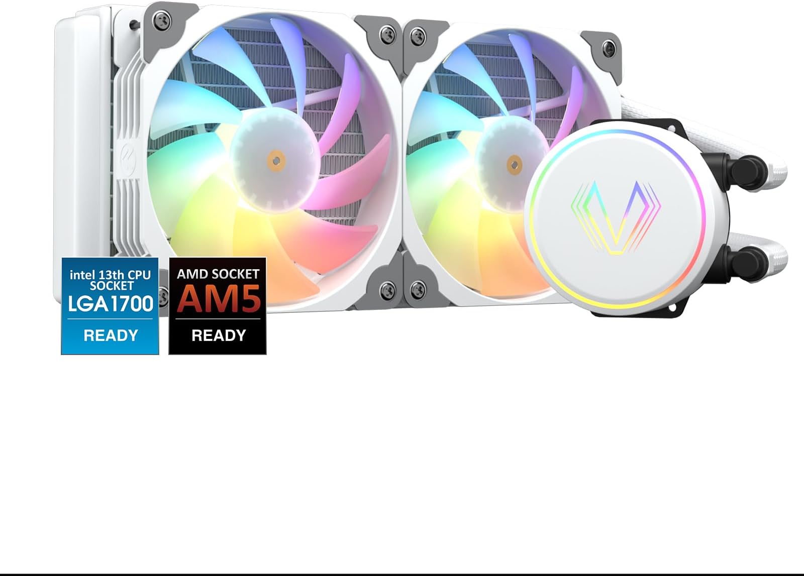 Vetroo V240 White Liquid CPU Cooler 240mm Addressable RGB & PWM Pump ...