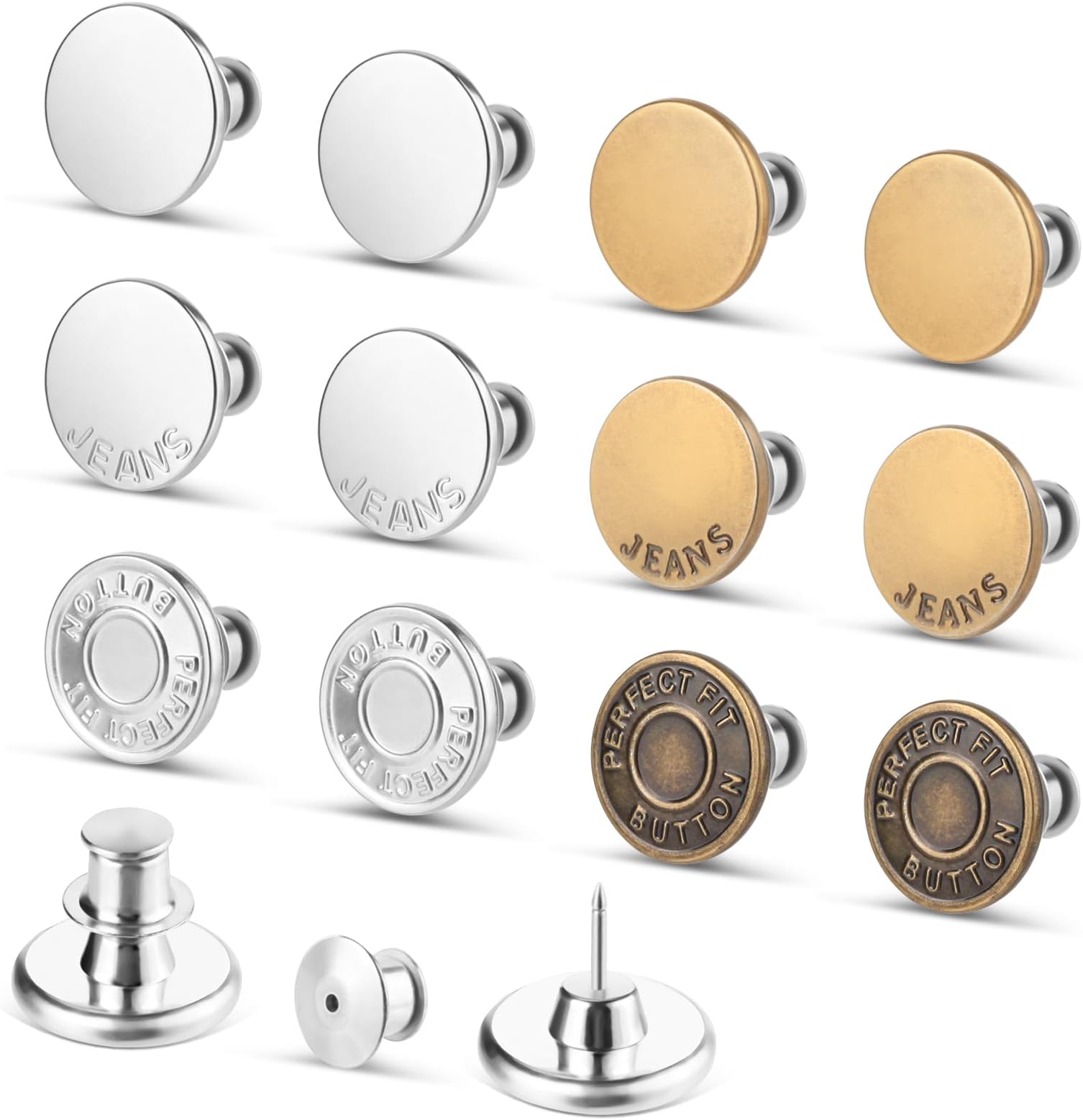 Amazon.com: Wennuo 8 Sets Adjustable Buttons for Jeans, 17mm No Sew ...