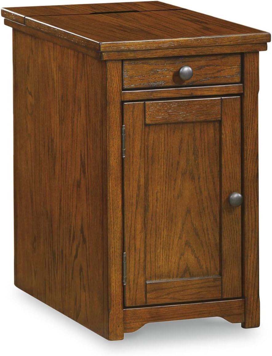 Amazon.com: Home Square Mission Oak Wood Cabinet Table in Brown - Set ...