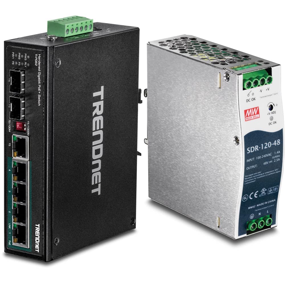 Amazon.com: TRENDnet 6-Port Hardened Industrial Gigabit PoE+ DIN-Rail ...