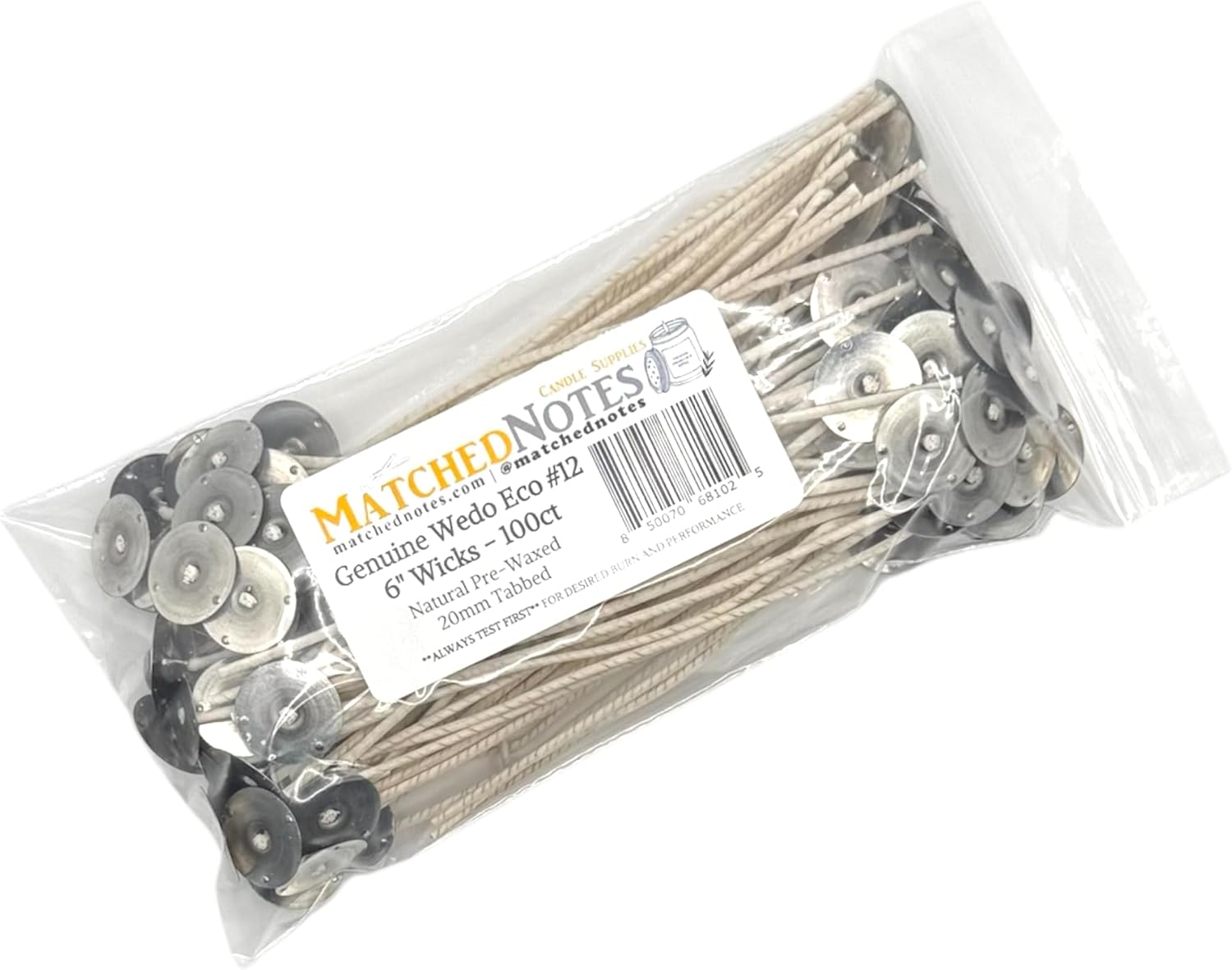 Amazon.com: 100ct Genuine Eco 12 Candle Wicks - 6" Length - 20mm Wick ...