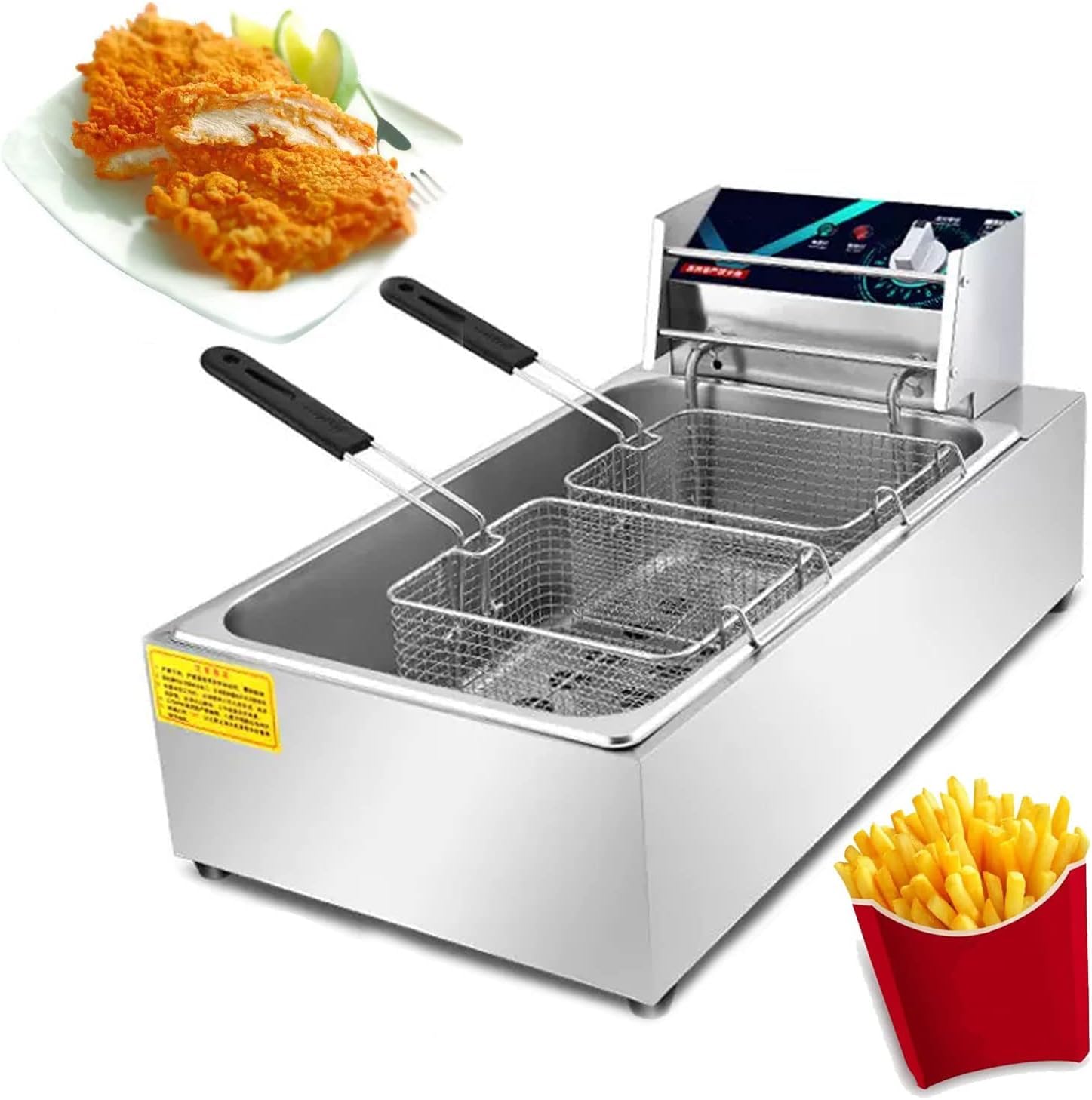 Amazon.com: 20L Electric Deep Fryer Countertop Basket Stainless Steel ...