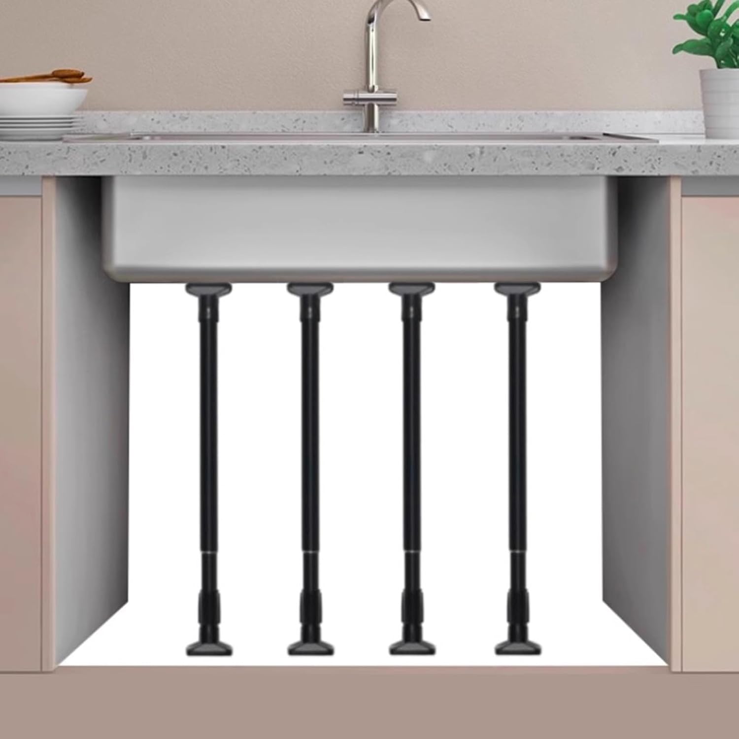 Amazon.com: ERRULAN Undermount Sink Support Adjustable, Black Stainless ...