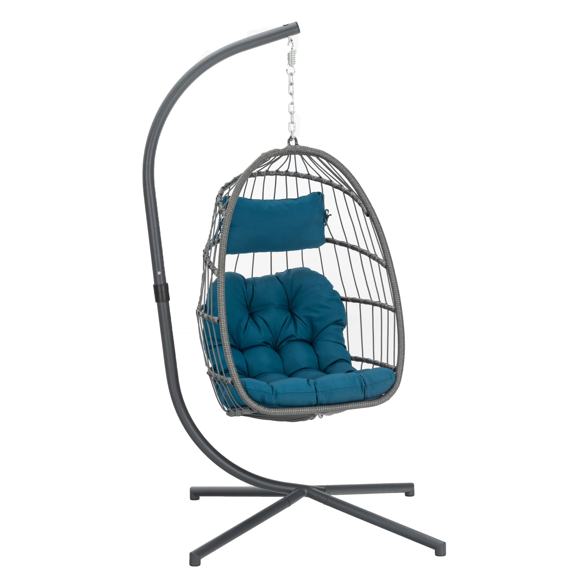 Wicker Egg Chair Outdoor Indoor for Patio Balcony, Foldable Rattan Egg ...