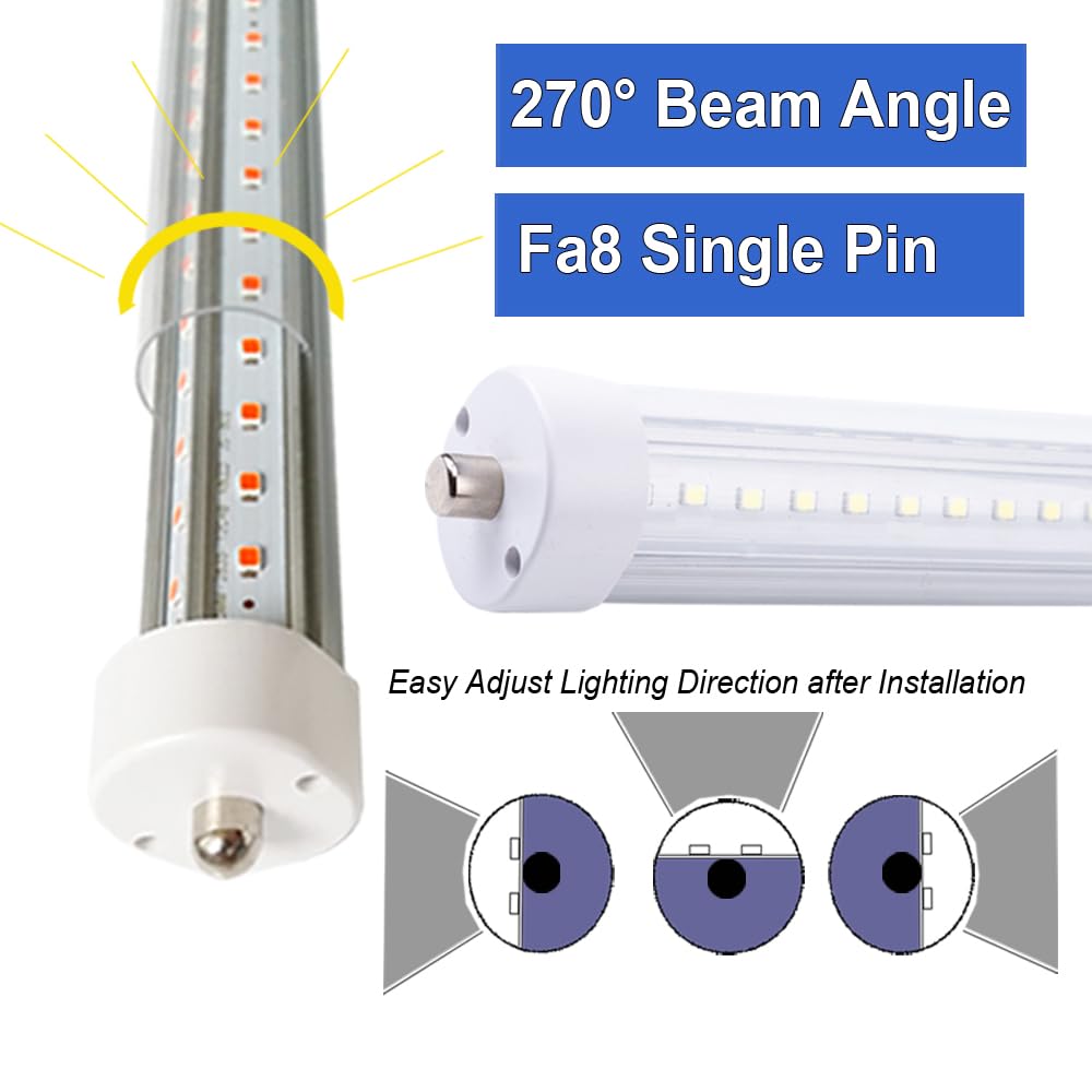 8ft Single Pin Fluorescent Bulbs 8FT LED Tube Light T8 T12 Single Pin