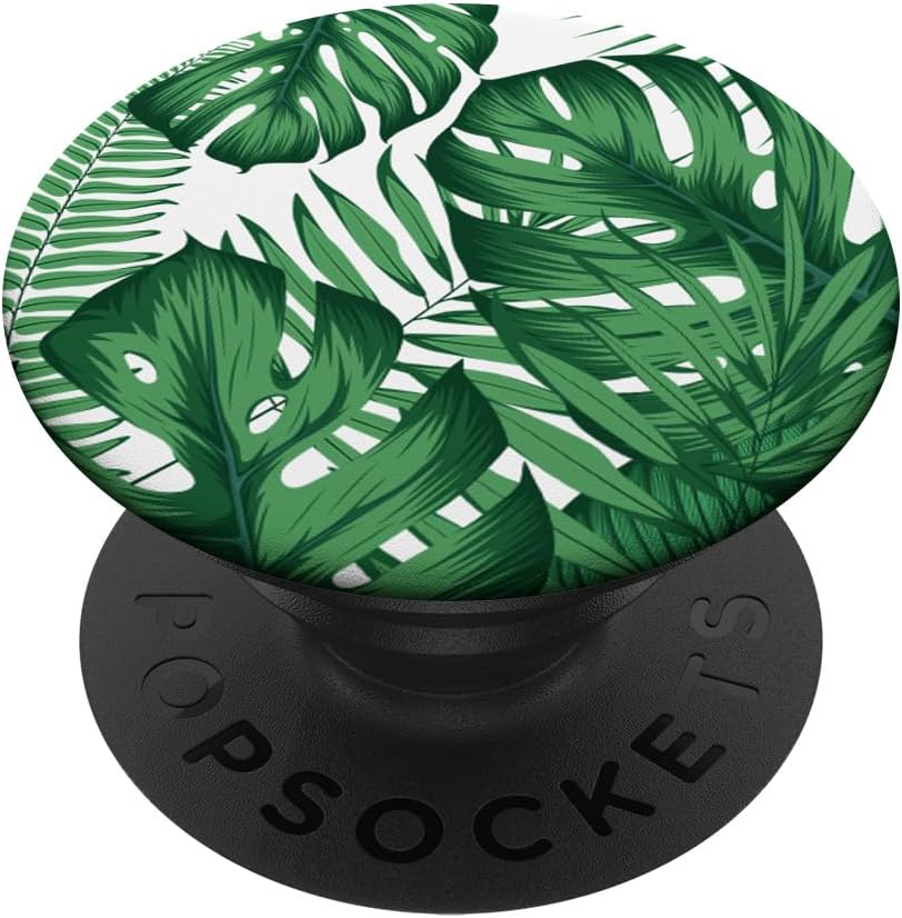 Amazon.com: Green Tropical Palm Tree Leaves PopSockets PopGrip ...