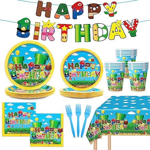 Amazon.com: Super Brothers Party Supplies Super Bros Decorations ...