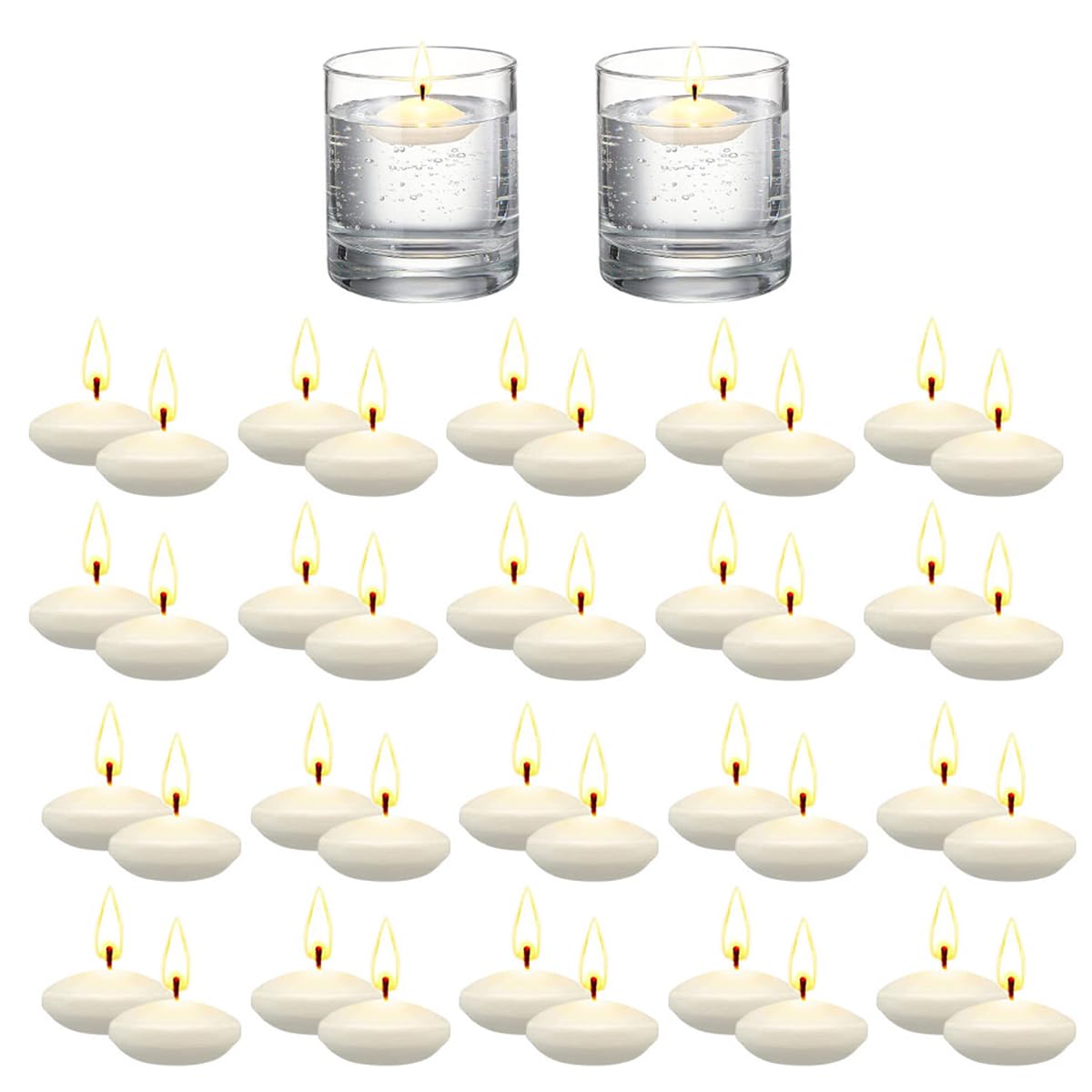 Amazon.com: SUYIPCUS 40 pcs Unscented White Floating Candles, 1.5 Inch ...