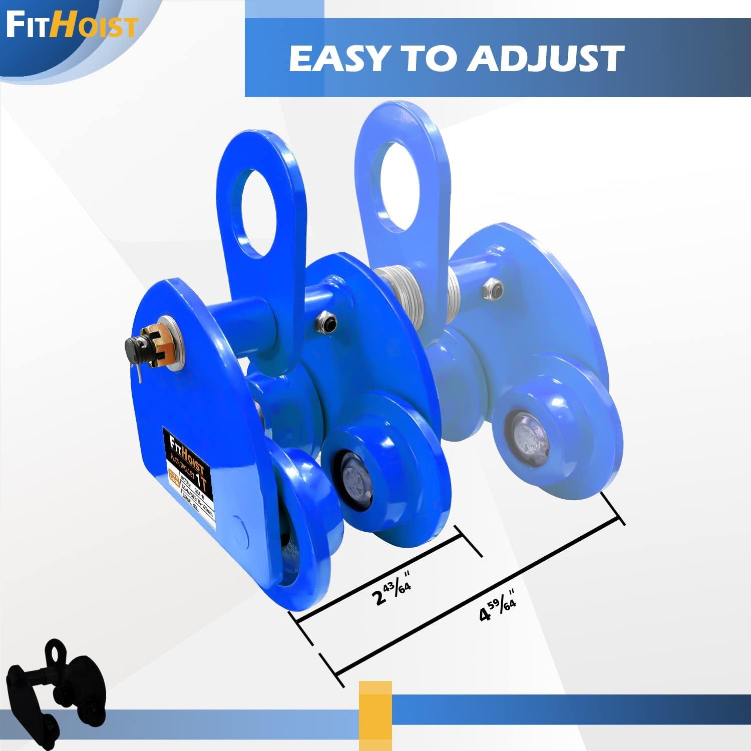 Snapklik.com : FITHOIST Manually Trolley 1 Ton 2200LBS Capacity Steel ...