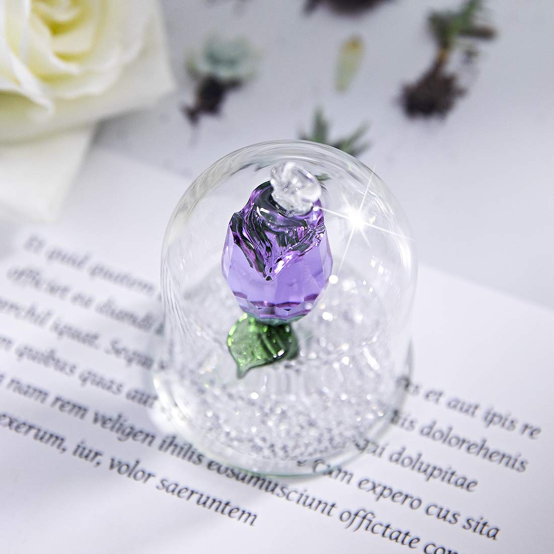 Purple Crystal Glass Rose