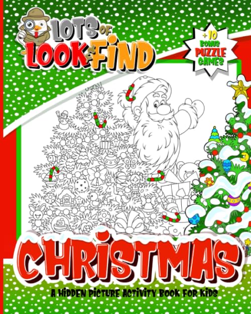Look And Find Christmas Hidden Picture Activity Book For Kids; 10 Bonus ...