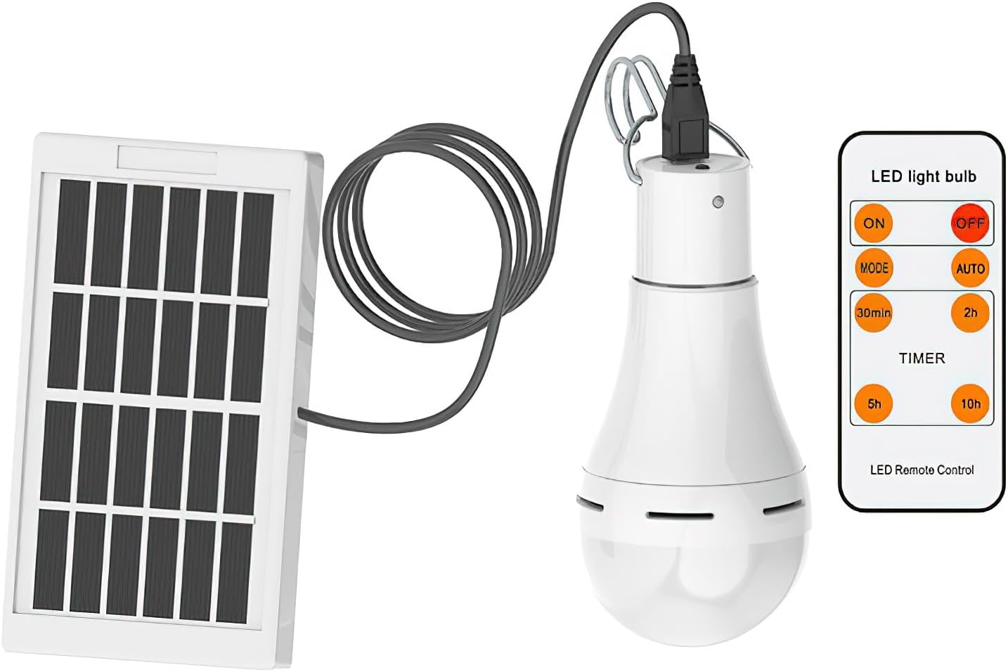 Dcbeduff Solar Powered Led Light Bulb, 7W Solar Shed Lights with Solar ...