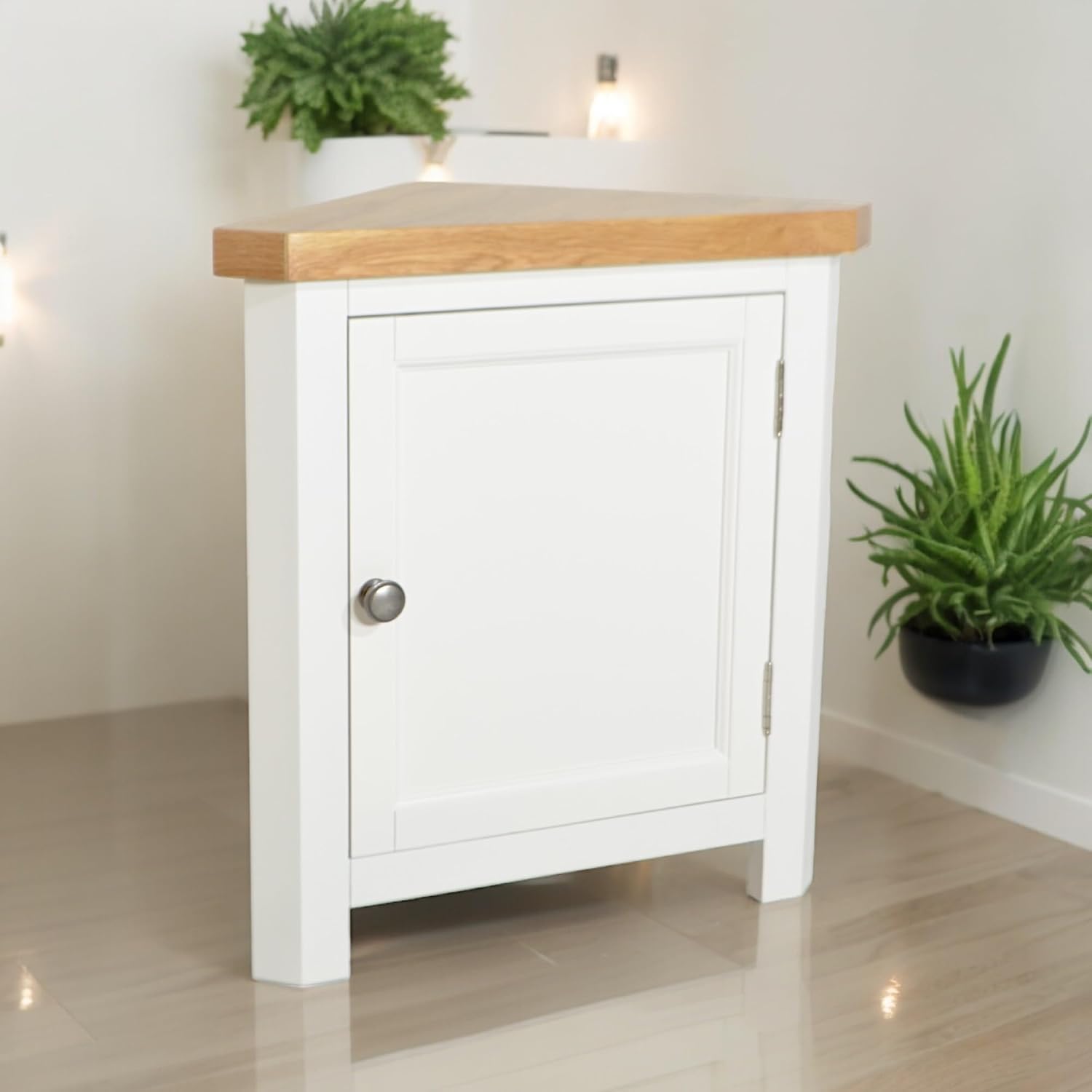 GROFurniture Snow White Painted Corner Cabinet, Small Triangle Cabinet ...