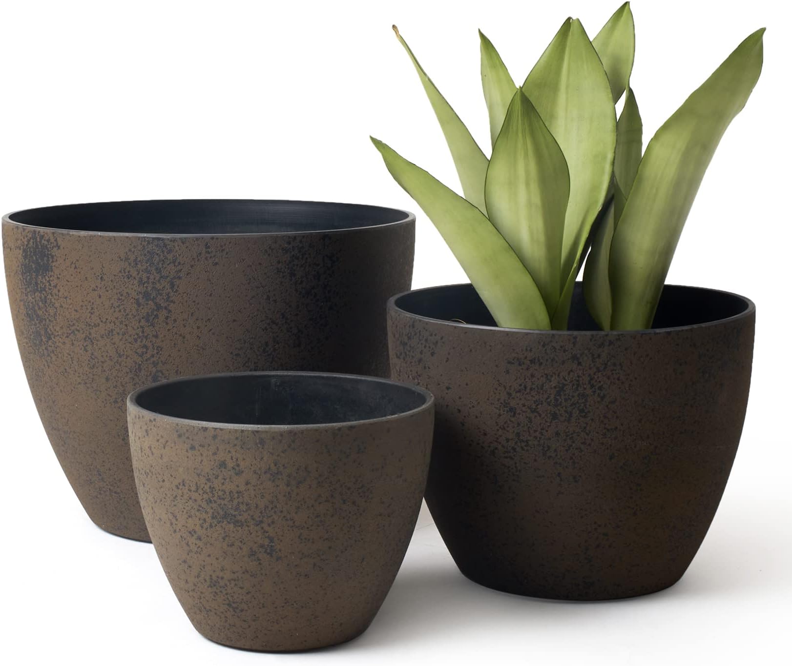 Amazon.com : Pure Garden Fiber Clay Planters - 3-Piece Cylinder Pot Set ...