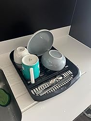 Addis 516468 Plate Dish Draining Rack, Soft Black, 33 x 39.5 x 6 cm ...