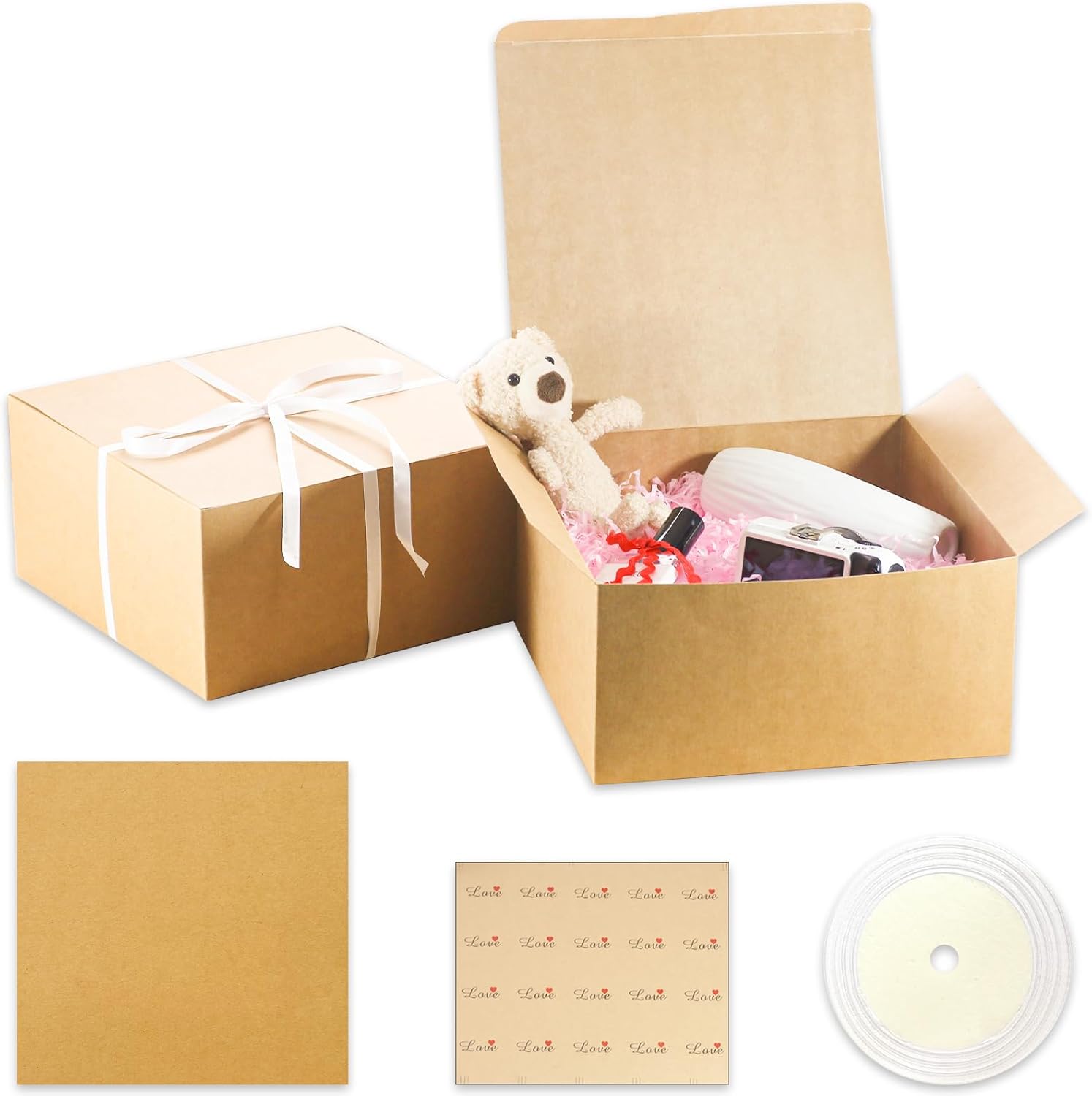 Amazon.com: PQZKLDP Gift Boxes with Lids 10x10x5 Inches 12pcs Brown ...