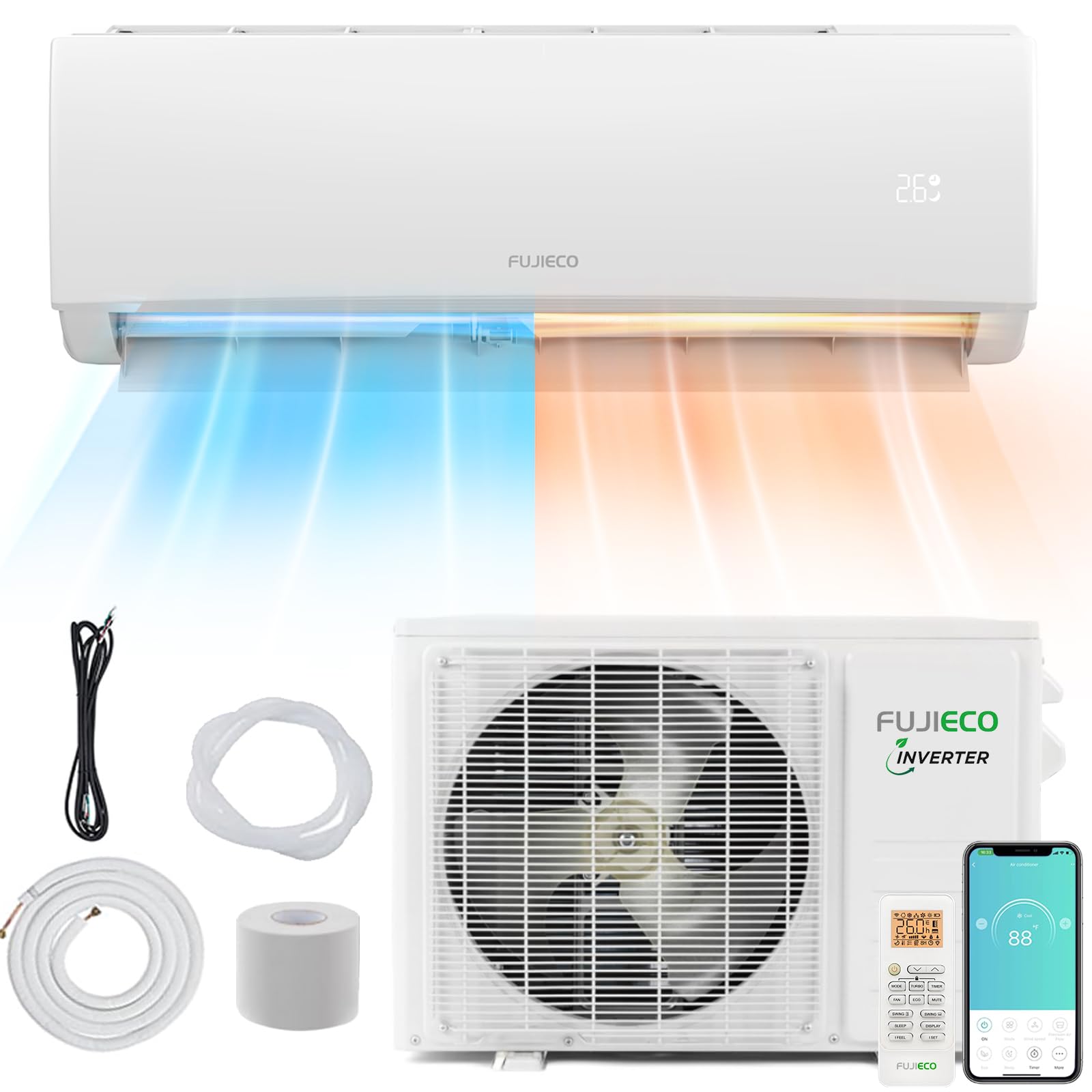 Amazon.com: Mini Split AC Heating System: 12000 BTU Ductless Inverter ...