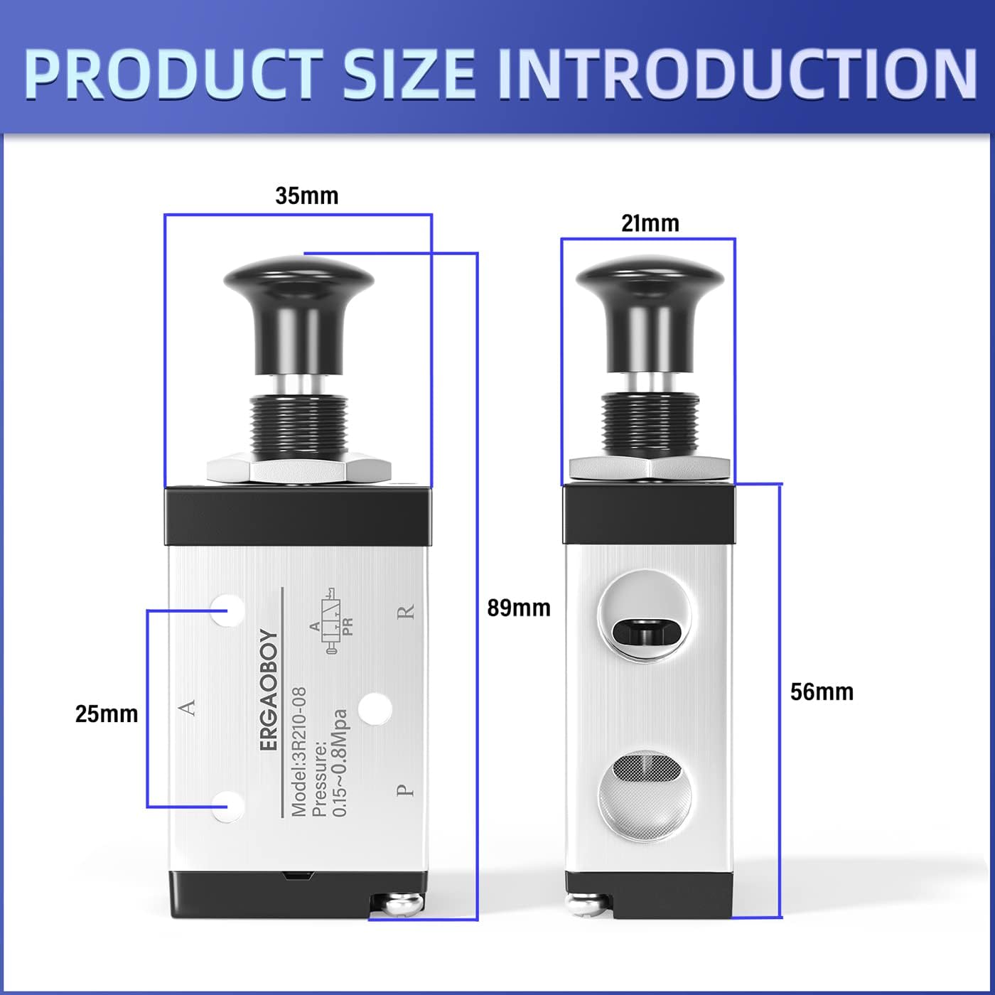 ERGAOBOY 1/4″ BSP 3 Way 2 Postion Pneumatic Solenoid Valve, Manual ...