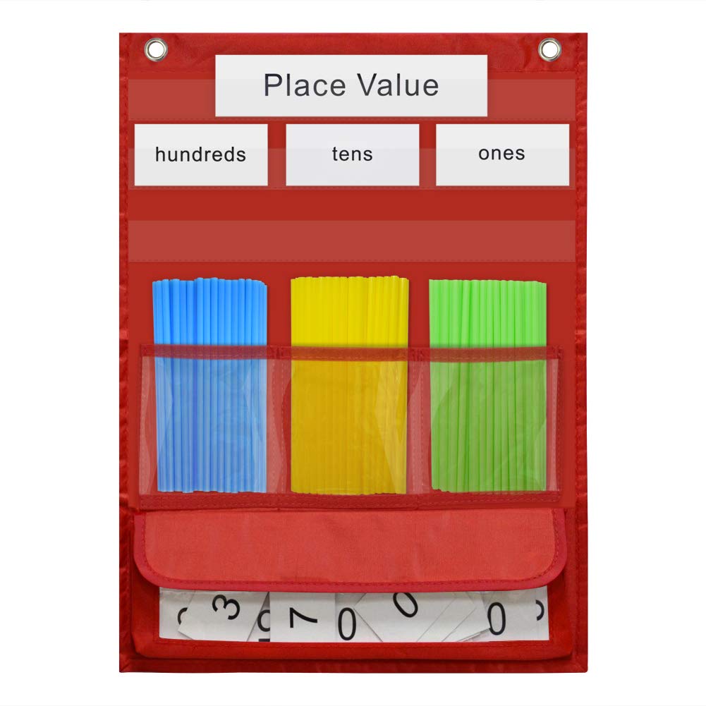 Buy Eamay Counting Caddy & Place Value Pocket Chart for Classroom, Red ...