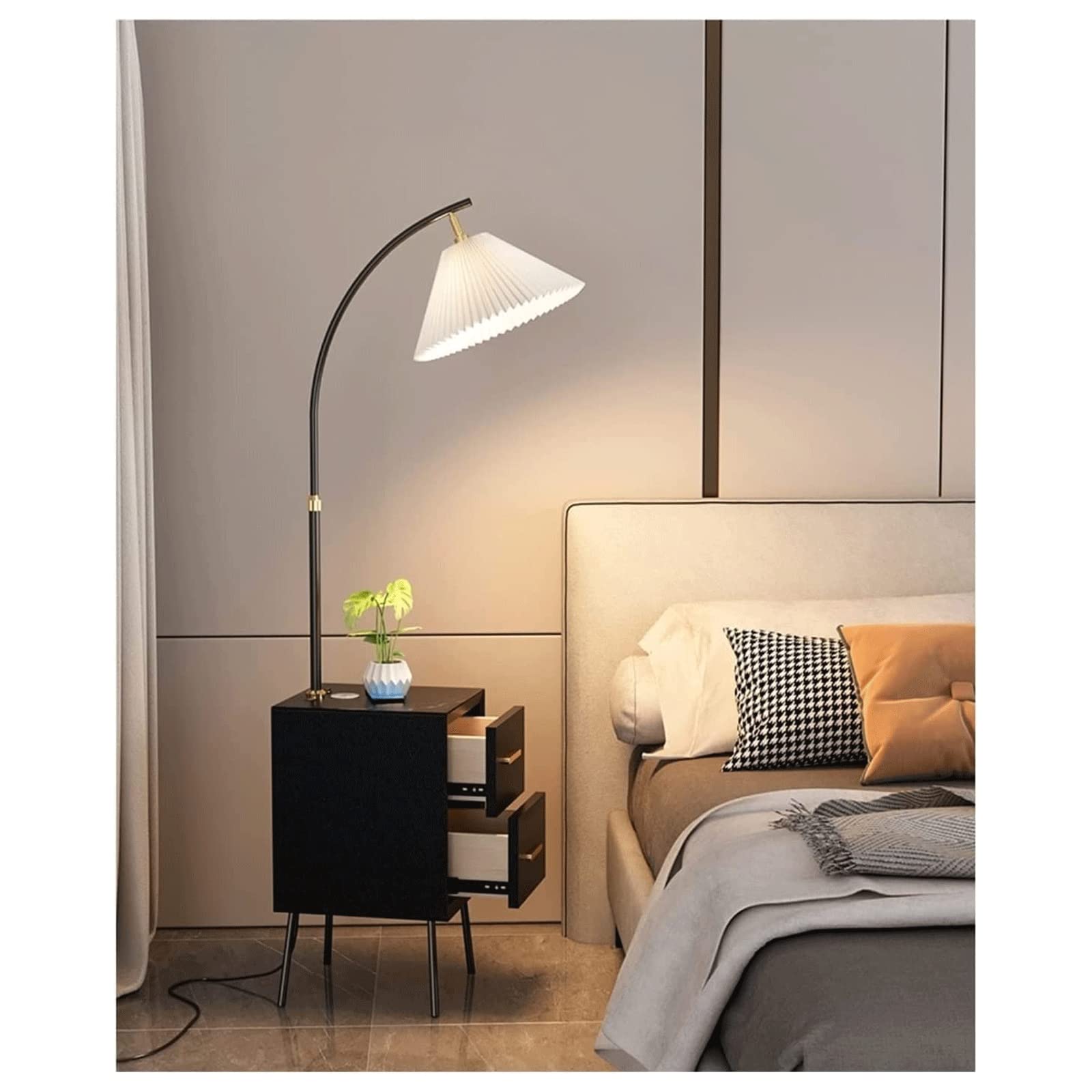 Upright Bedside Table Lamps Luxury Gold Ball Fabric Table Lamp With