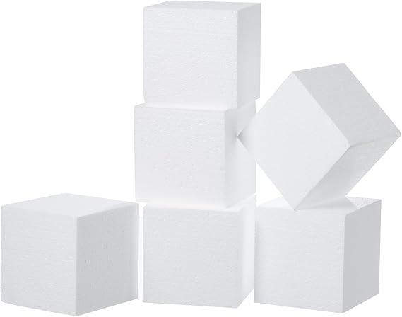 Amazon.com: Crafare 4x4x4inch Square Foam Blocks 6 Pack Polystyrene ...