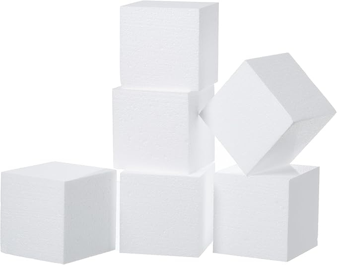 Amazon.com: Crafare 4x4x4inch Square Foam Blocks 6 Pack Polystyrene ...