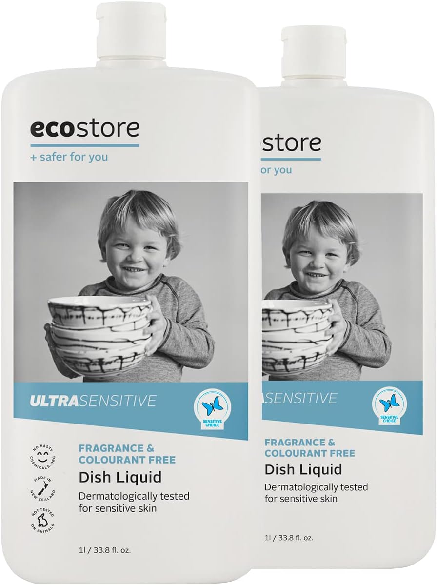 Ecostore Dish Liquid Ultra Sensitive 1L x 2, Approved by Sensitive Choice, Plant and Mineral ...