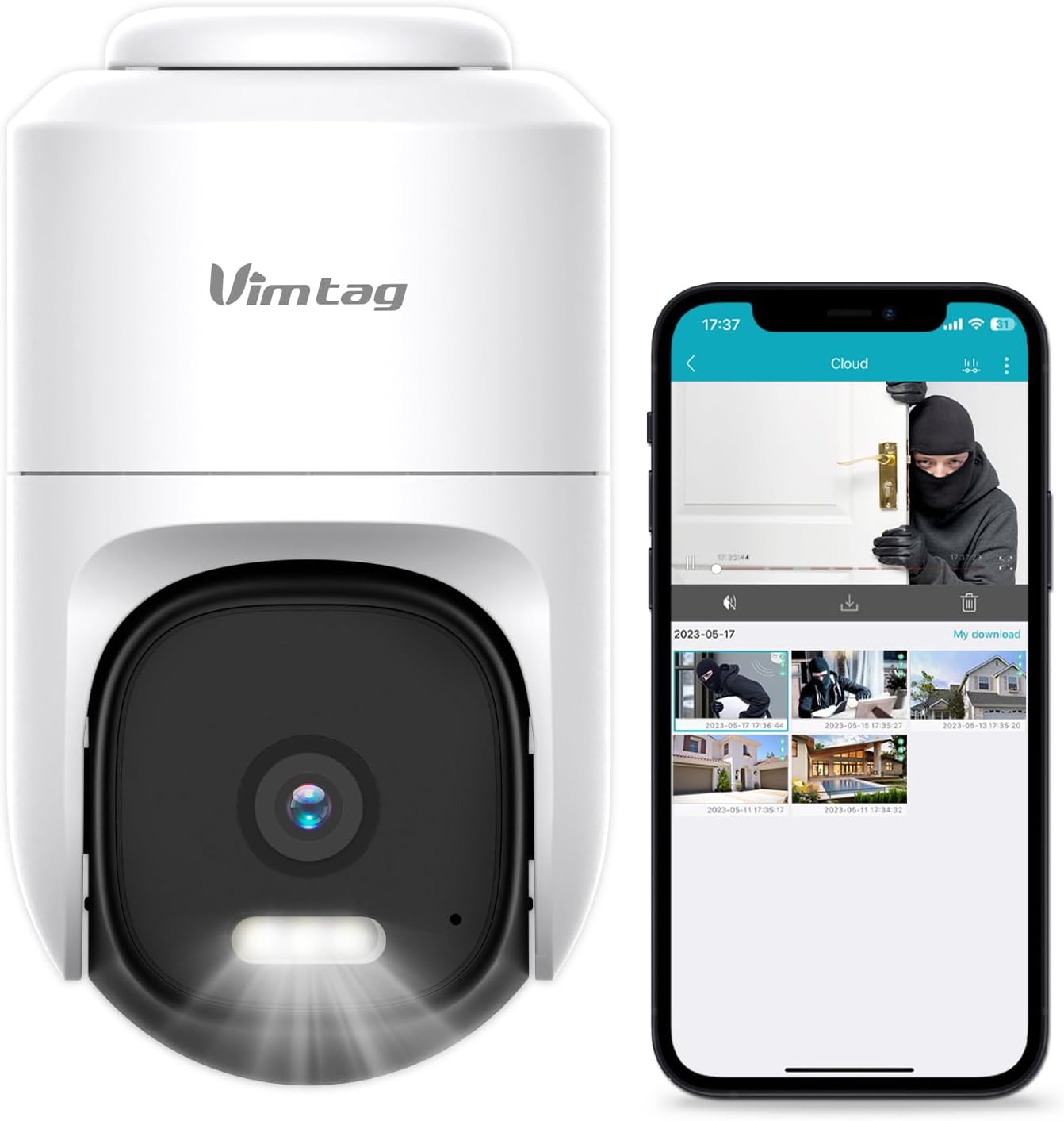 Amazon.com : VIMTAG Security Camera, 2.5K/4MP Security Camera Outdoor with Spotlight/WiFi/Pan ...