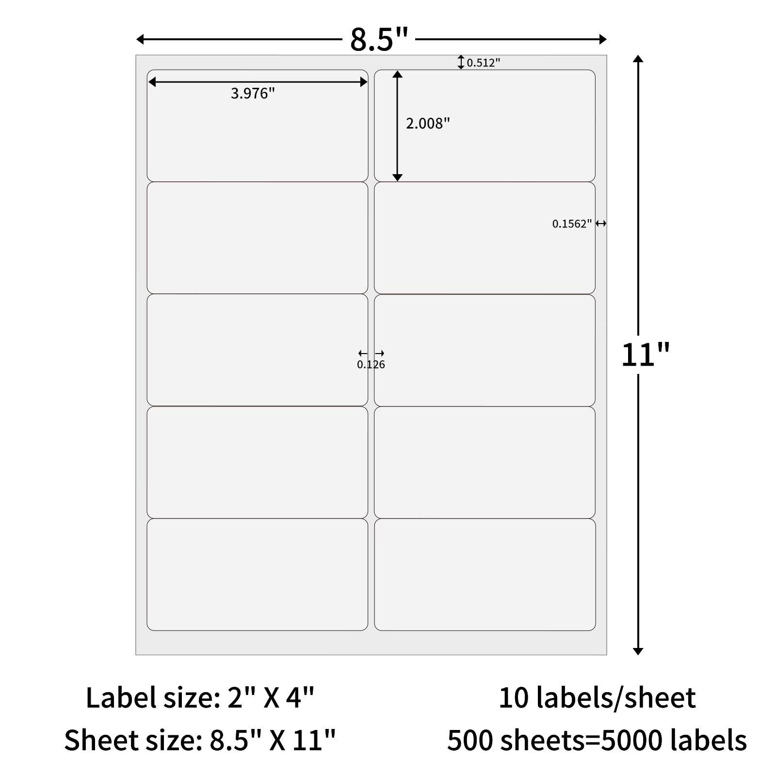 Snapklik.com : 2" X 4" Shipping Labels,10 UP Address Labels,5000 Labels ...