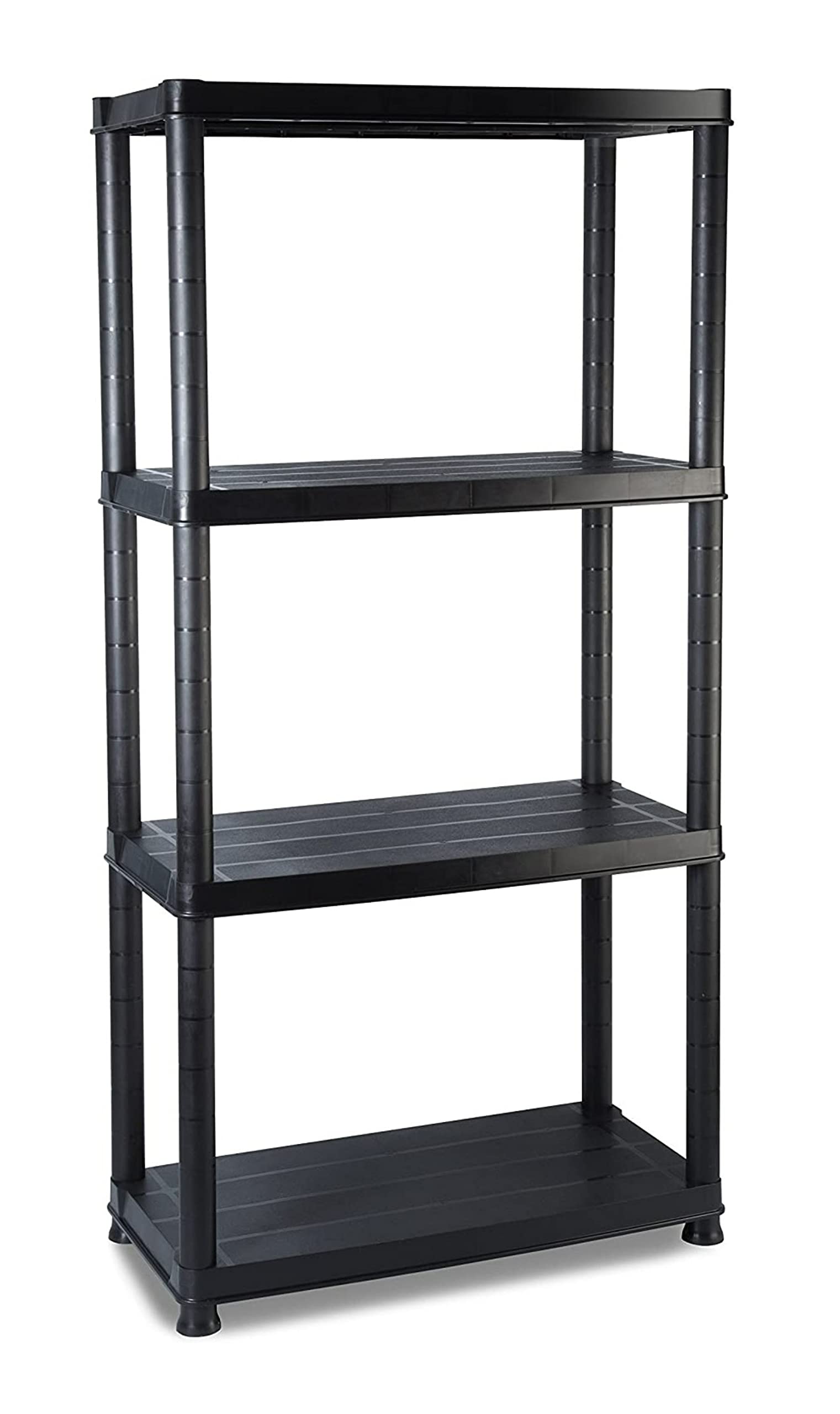 Unibos 4/5 Tier Black Plastic Shelving Unit Storage Organised Garage ...