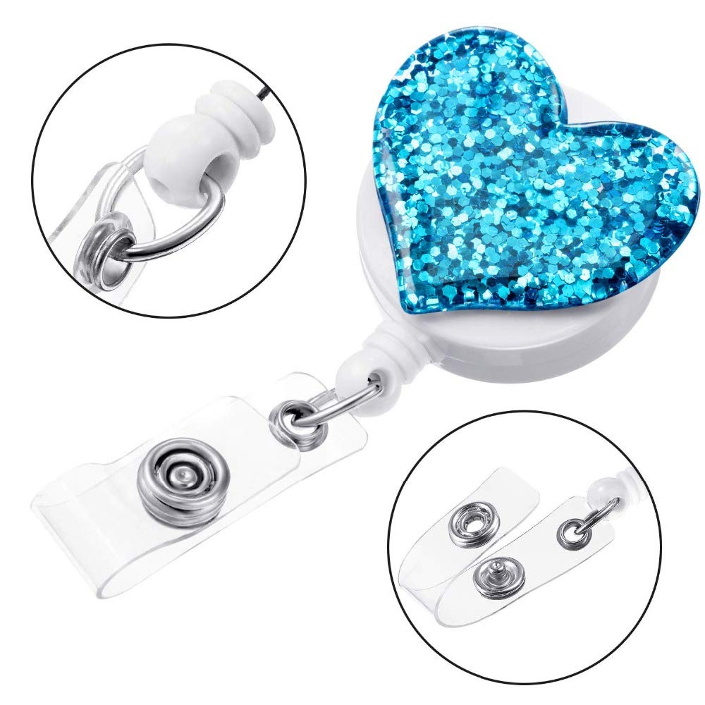 Snapklik.com : SEIWEI Heart Retractable Badge Holder Badge Clips ID ...