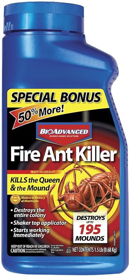 Amazon.com: BioAdvanced Fire Ant Killer Outdoor, Dust, 1.5 lb, 195 ...
