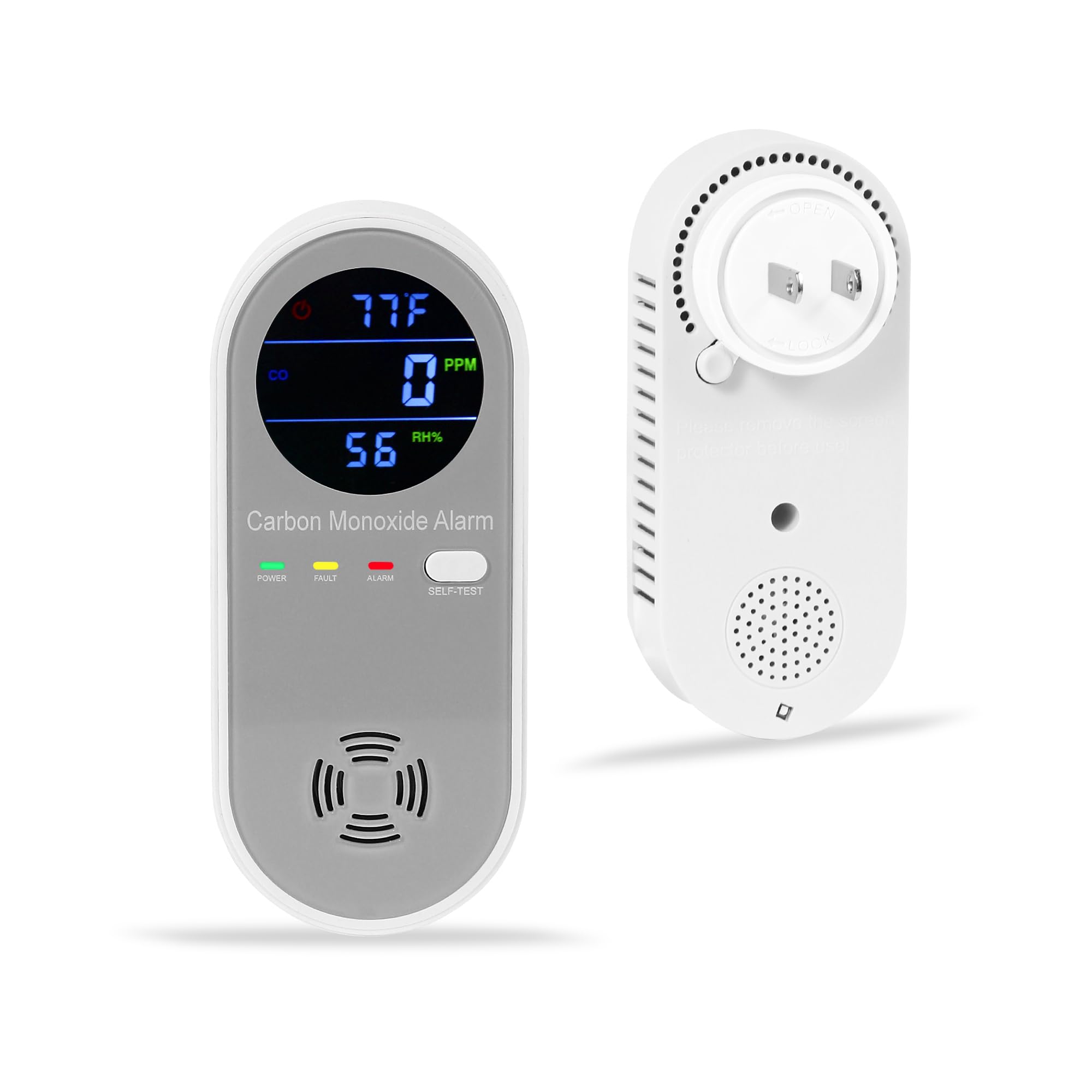 Plug in Carbon Monoxide Detector, Carbon Monoxide Alarm, 3-in-1 Real ...